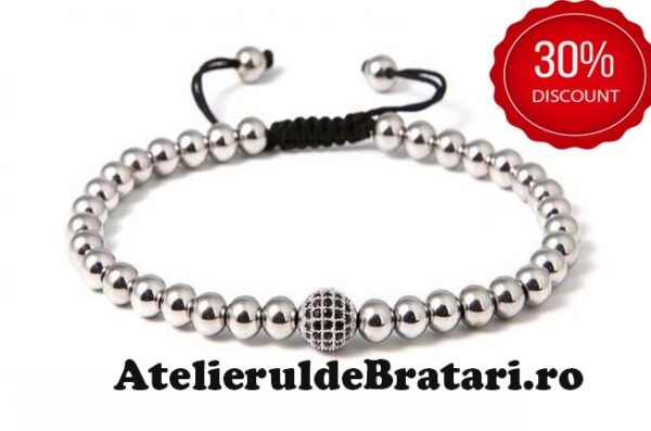 Bratara dama cu Argint 925 cu 1 bila cu cristale Zirconia ...