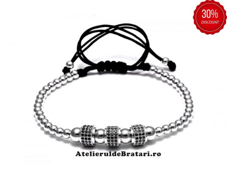 Bratara dama cu Argint 925 cu 3 tuburi cu cristale zirconia