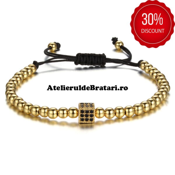 Bratara barbati cu Argint 925 placat cu Aur de 18KT cu 1 zar cu ...