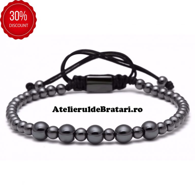 Bratara barbati cu Argint 925 rodiat cu rodiu negru cu bile mari
